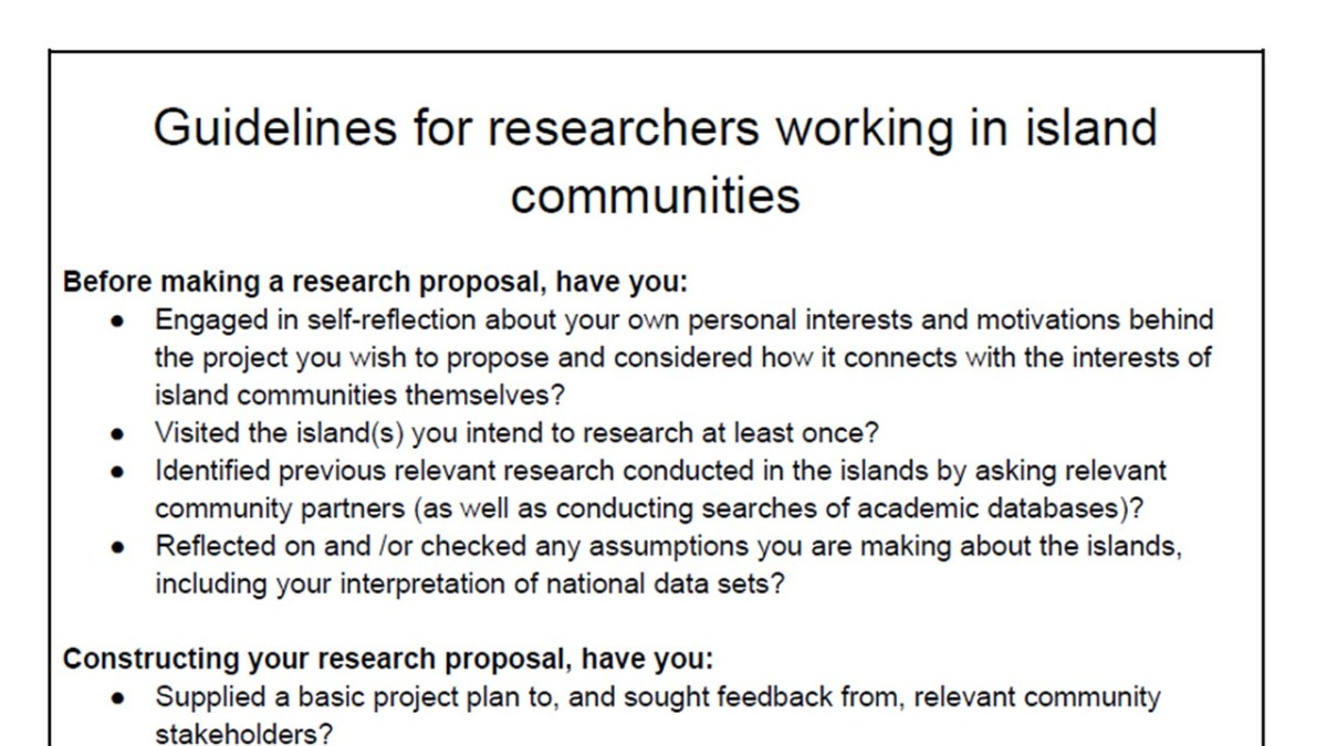 Guidelines for research in island communities – Scottish Islands ...